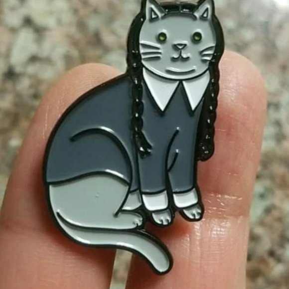 Jewelry | 2 For 13 Wednesday Addams Kitty Cat Enamel Pin | Poshmark